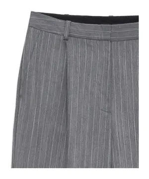 ANINE BING Pinstriped Pleated Trousers - Grey