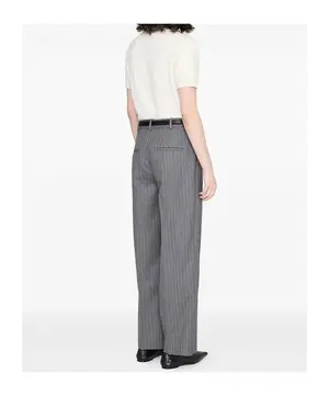 ANINE BING Pinstriped Pleated Trousers - Grey