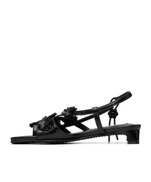 Cecilie Bahnsen Square-toe High-heeled Sandals With Floral Appliqués - Black