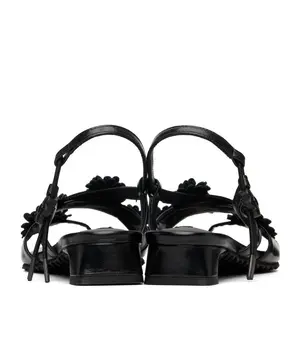 Cecilie Bahnsen Square-toe High-heeled Sandals With Floral Appliqués - Black