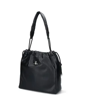 VIVIENNE WESTWOOD Orb Plaque Drawstring Tote Bag - Black