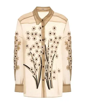 Khaite Long-sleeved Floral Shirt - Nude