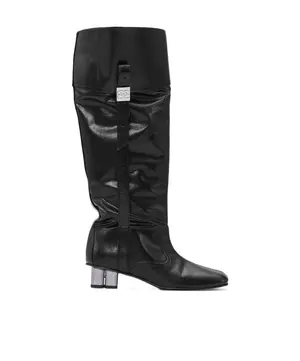 GANNI Slouchy Gathered Detail Heeled Boots - Black
