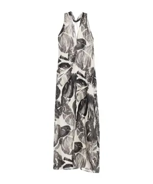 ALYSI V-neck Maxi Dress With Printed Detail - Gray