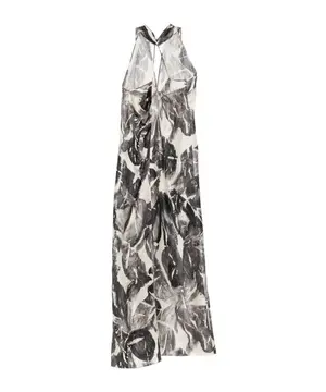 ALYSI V-neck Maxi Dress With Printed Detail - Gray