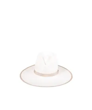 Max Mara Ribbon Trim Wide Brim Hat - White