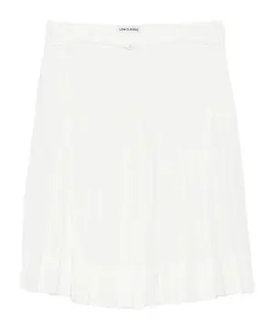 LOW CLASSIC Pleated Midi Skirt With Belt Loop - White