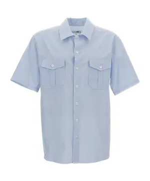 MAISON MARGIELA Striped Short-sleeved Shirt - Blue