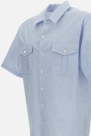 MAISON MARGIELA Striped Short-sleeved Shirt - Blue