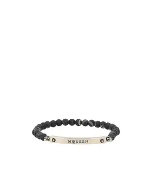 Alexander McQueen Logo Bar Beaded Bracelet - Black
