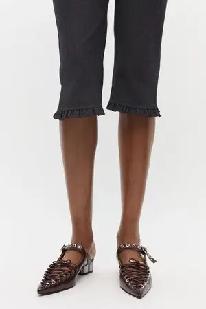 GANNI Oleatex Lace-up Mules With Silver-tone Hardware - Brown