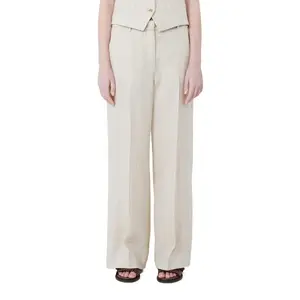 Max Mara Malizia Pressed Crease Wide Leg Pants - Beige