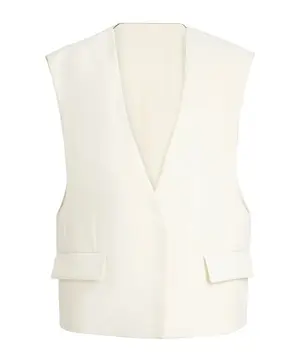 Brunello Cucinelli Sleeveless Deep V-neck Vest - Ivory