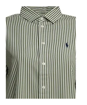 Polo Ralph Lauren Striped Collared Shirt With Embroidered Details - Gray