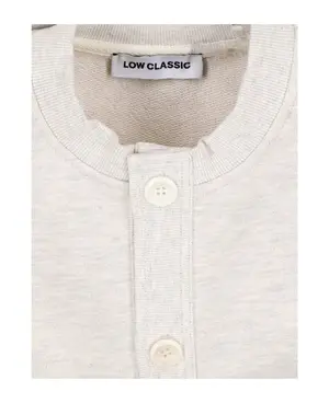 LOW CLASSIC Round Neck Button-up Sweater - Light Grey