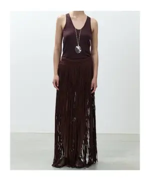 ALYSI Maxi Skirt With Fringe Detail
