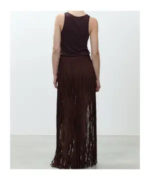 ALYSI Maxi Skirt With Fringe Detail