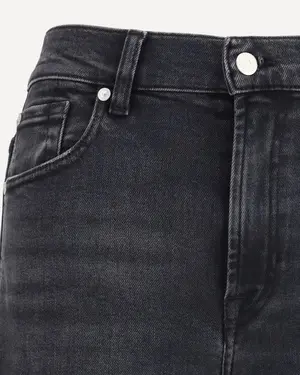7 For All Mankind Stovepipe Straight Jeans - Black