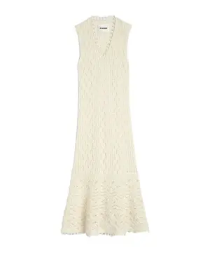 JIL SANDER V-neck Sleeveless Knitted Maxi Dress