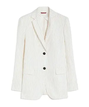 Max Mara Striped Button Jacket - White