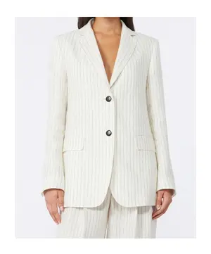 Max Mara Striped Button Jacket - White