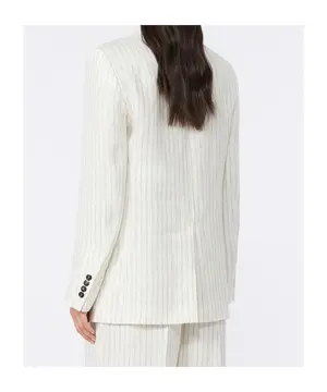 Max Mara Striped Button Jacket - White