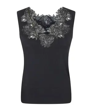 Ermanno Scervino Sleeveless Lace Tank Top - Black