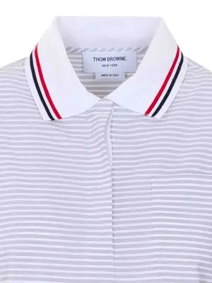 Thom Browne Striped Pleated Polo Mini Dress - Medium Gray