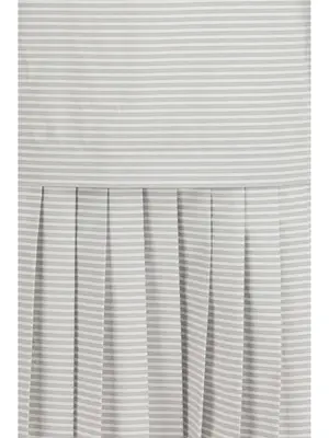 Thom Browne Striped Pleated Polo Mini Dress - Medium Gray