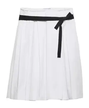 Prada Belted Midi Skirt With Pleats - White