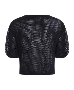 Antonelli Firenze Open-knit Short-sleeve Sweater - Black