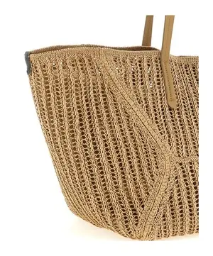 Brunello Cucinelli Bc Duo Large Woven Raffia Shoulder Bag With Leather Details - Beige