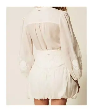 TWINSET Embroidered V-neck Blouse - No