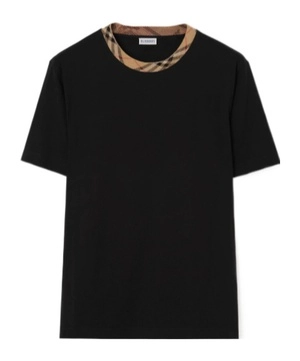 Burberry Checked Trim Crewneck T-shirt - Black