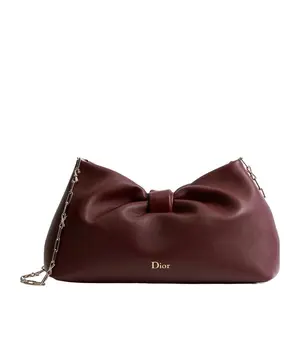 Dior Bow Detail Leather Shoulder Bag - Red
