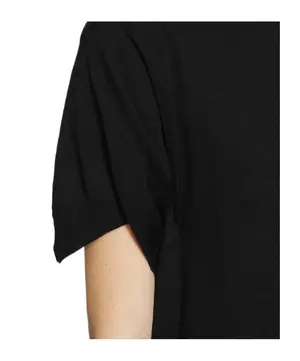 Junya Watanabe Crew Neck Short Sleeve Sweater With Ribbed Hem And Slit Cuffs