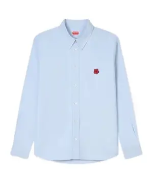 Kenzo Boke Flower Embroidered Casual Shirt - Light Blue