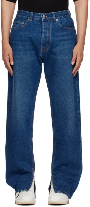 Off-White Logo Patch High-waisted Jeans - Blue