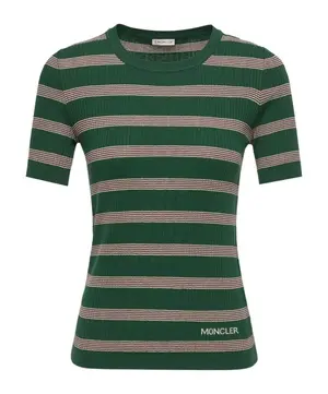 Moncler Striped Cotton Short Sleeve Polo Shirt