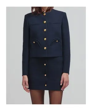 BLAZÉ MILANO Missy Shamo Cropped Jacket - Navy Blue
