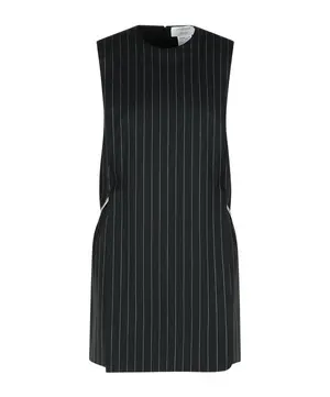 Sportmax Sleeveless Round Neck Striped Dress With Zipper Closure