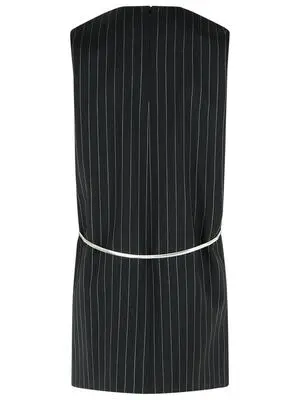 Sportmax Sleeveless Round Neck Striped Dress With Zipper Closure