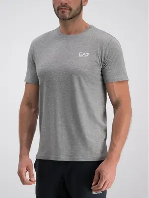 EA7 Logo Round-necked T-shirt - Gray