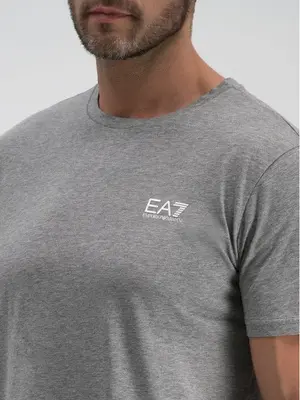 EA7 Logo Round-necked T-shirt - Gray