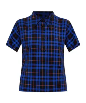 MAISON MARGIELA Plaid Short-sleeved Shirt - Blue
