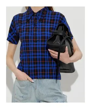 MAISON MARGIELA Plaid Short-sleeved Shirt - Blue