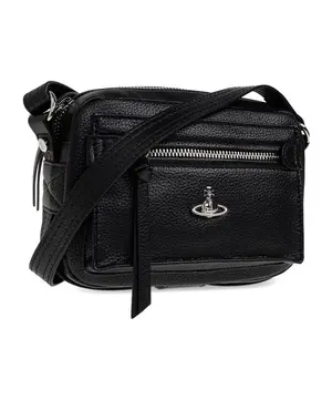VIVIENNE WESTWOOD Hannah Logo Detailed Zipped Shoulder Bag - Black