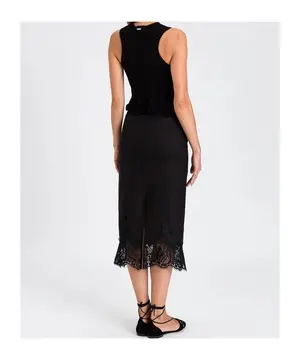 TWINSET Scalloped Lace Hem Midi Skirt