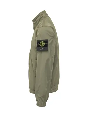 Stone Island High Neck Jacket With Logo Patch