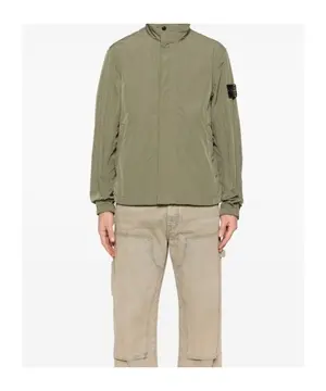 Stone Island High Neck Jacket With Logo Patch